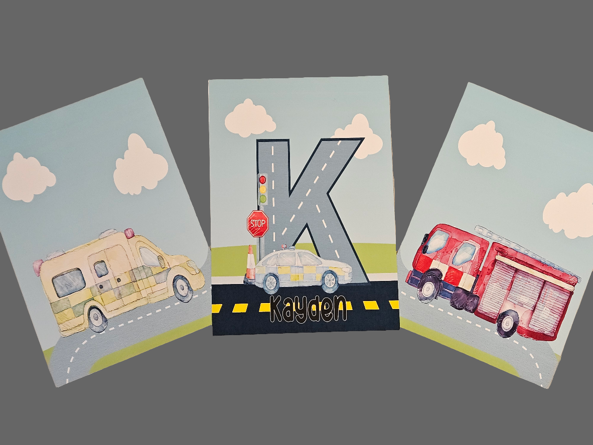 Emergency vehicle alphabet prints – Tammys keepsakes
